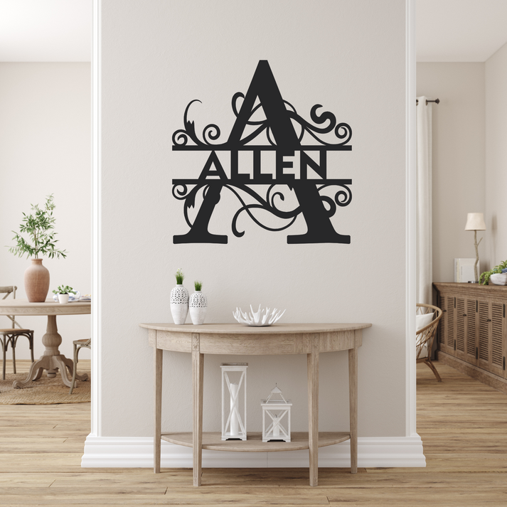 Family Name Monogram Sign A to Z | Metal Letter Monogram Sign – Daloutier