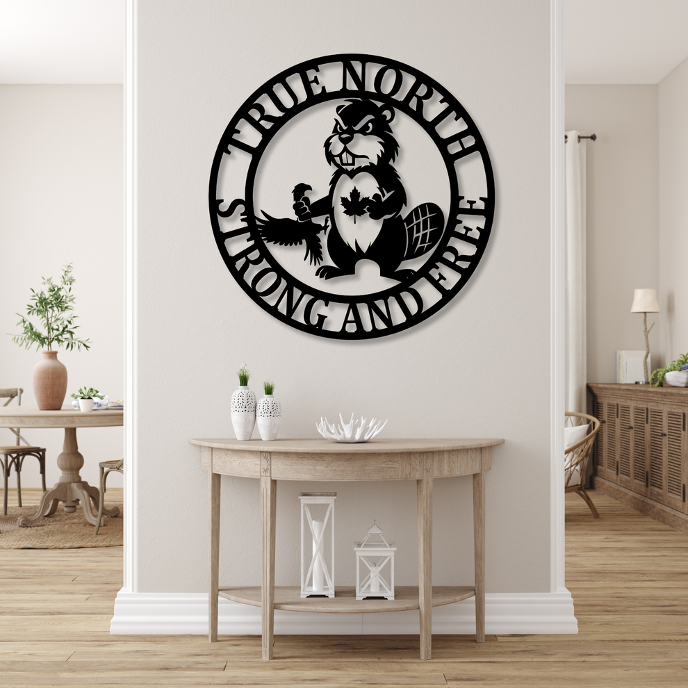 Canada Beaver Metal Wall Art | Canadian Metal Monogram Sign – Daloutier