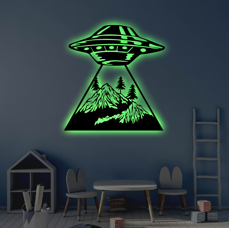 LED UFO Metal Art Sign / Light up Alien Metal Sign – Daloutier